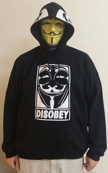 Anonymous Disobey With White Hood Print Hoodie – Blasted Rat
